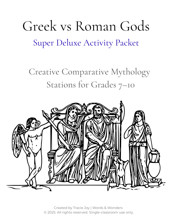 greek vs roman gods super delux activity packet